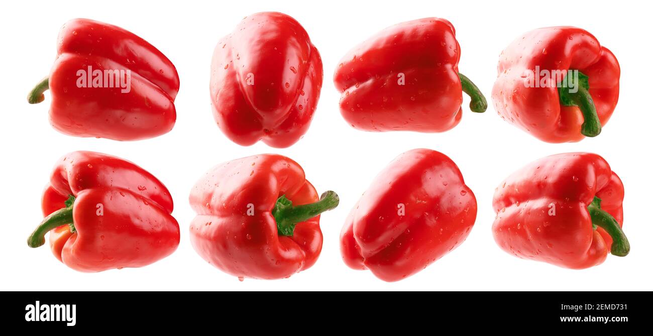 A set of red paprika. Isolated on a white background Stock Photo - Alamy