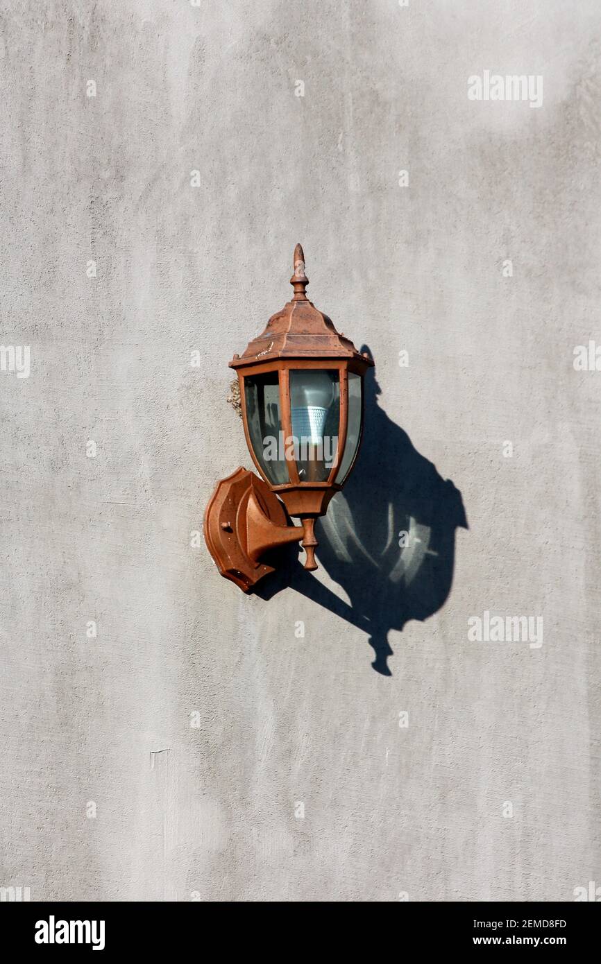 Antique vintage retro dilapidated dark brown street lamp made from ...