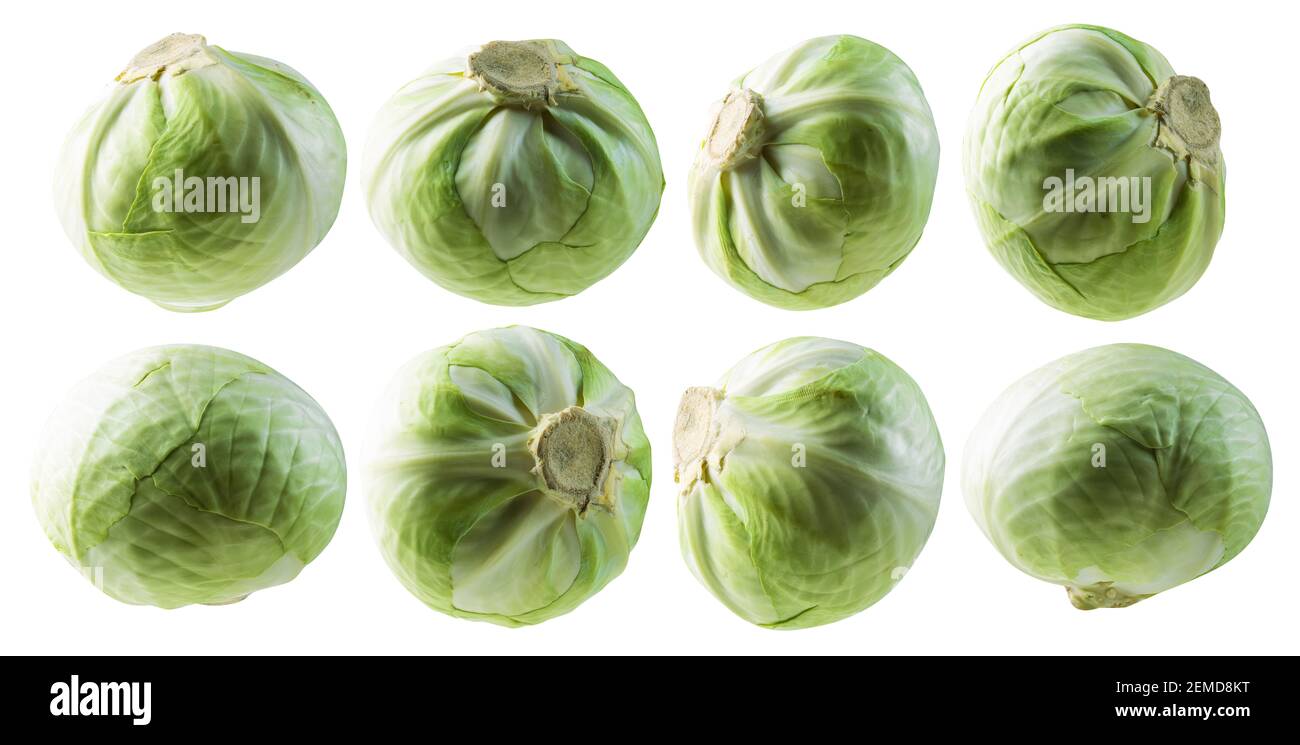 A set of green cabbage. Isolated on a white background Stock Photo - Alamy