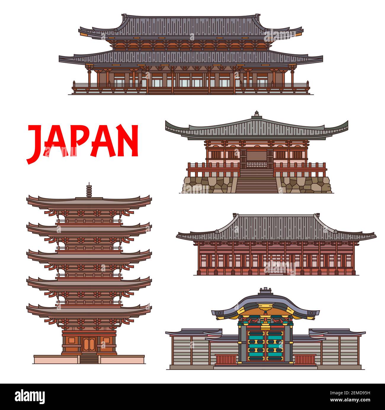Japanese temples and shrine pagodas, Japan architecture landmarks ...