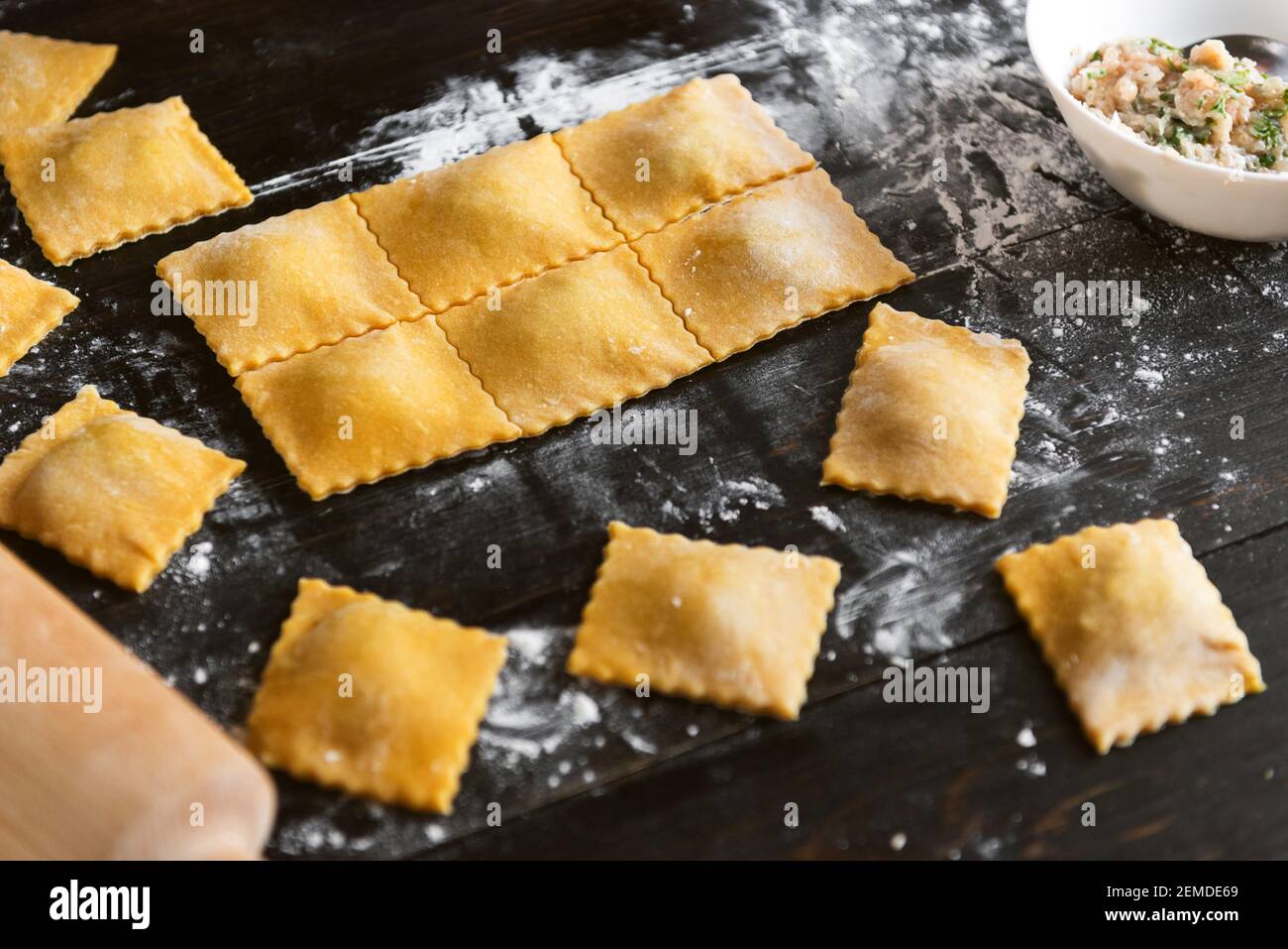 Woman chef cooks step by step the traditional ravioli Stock Photo - Alamy