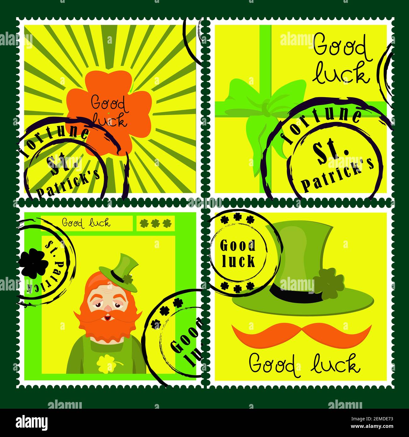 St Patrick's Day stamps. Postage stamps for letters. Patrick's stickers ...