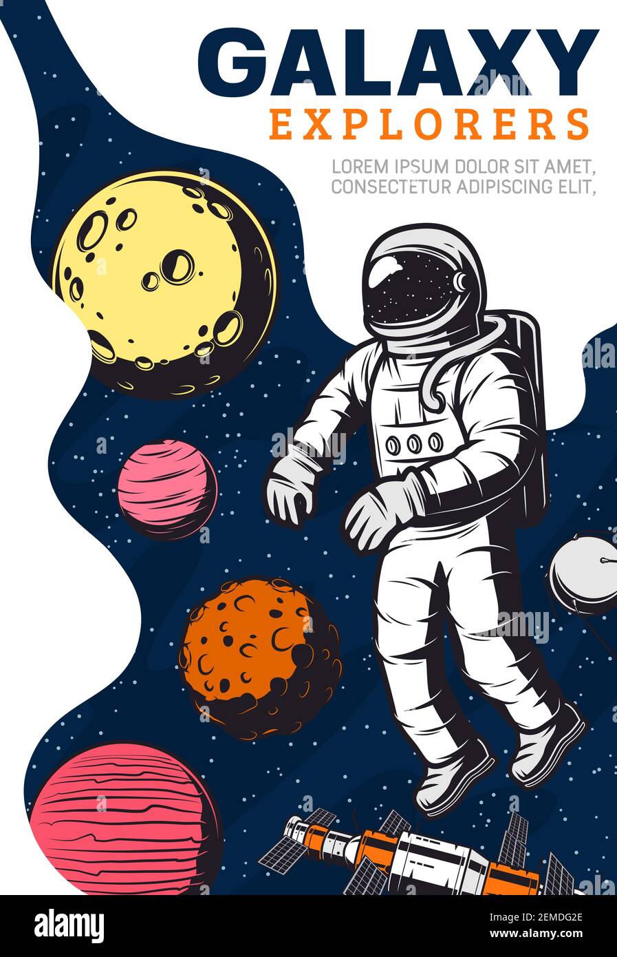 Astronaut in outer space, galaxy exploration. Vector. Cosmonaut ...