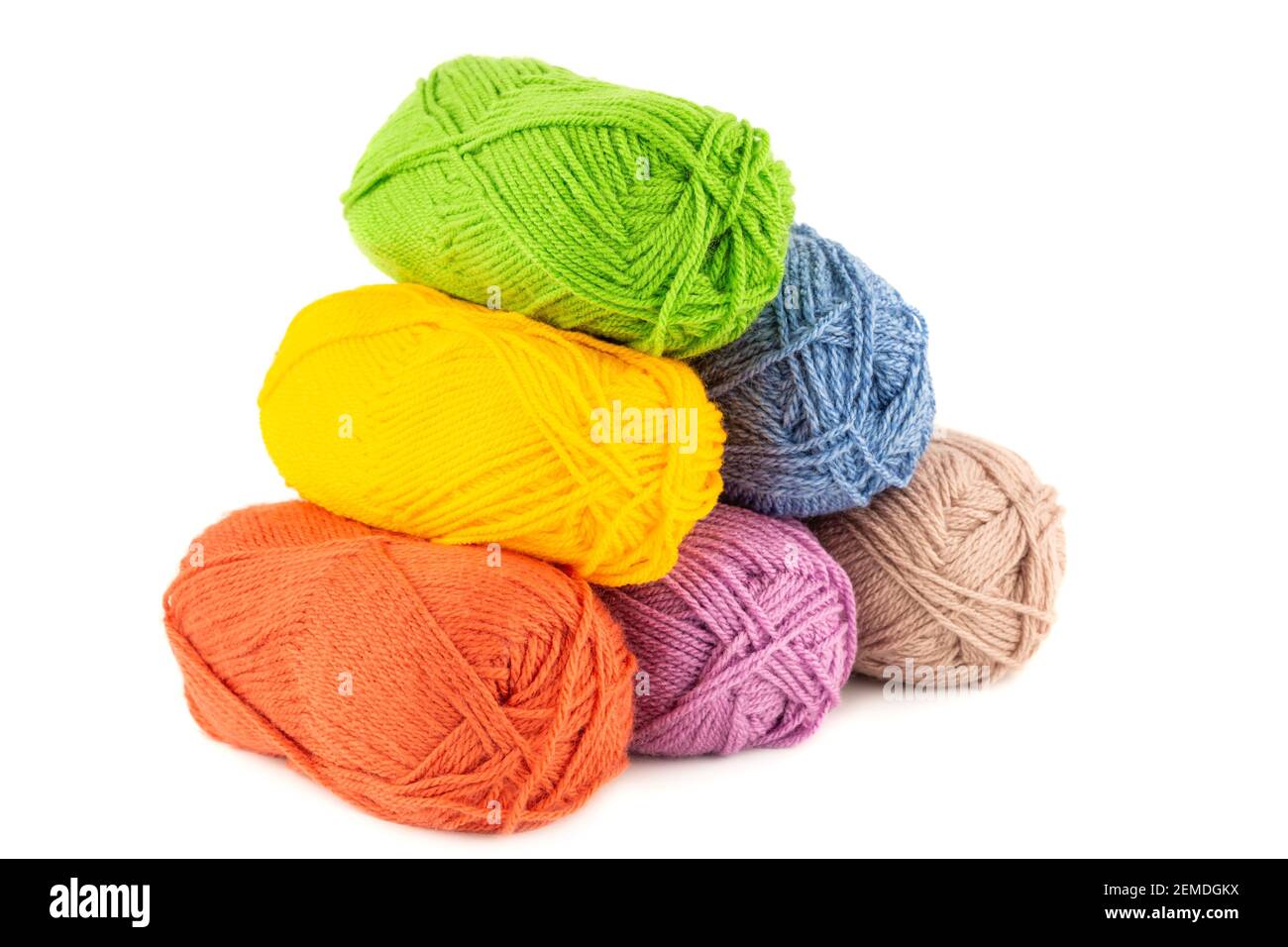 The stack of knitting yarn clews isolated on white background Stock ...