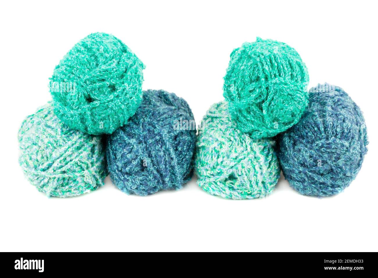 The stack of knitting yarn clews isolated on white background Stock ...