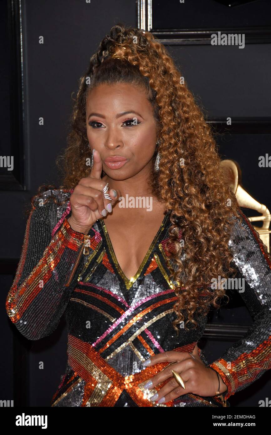 Tanika Ray arrives at the 61st Annual Grammy Awards red carpet at the ...