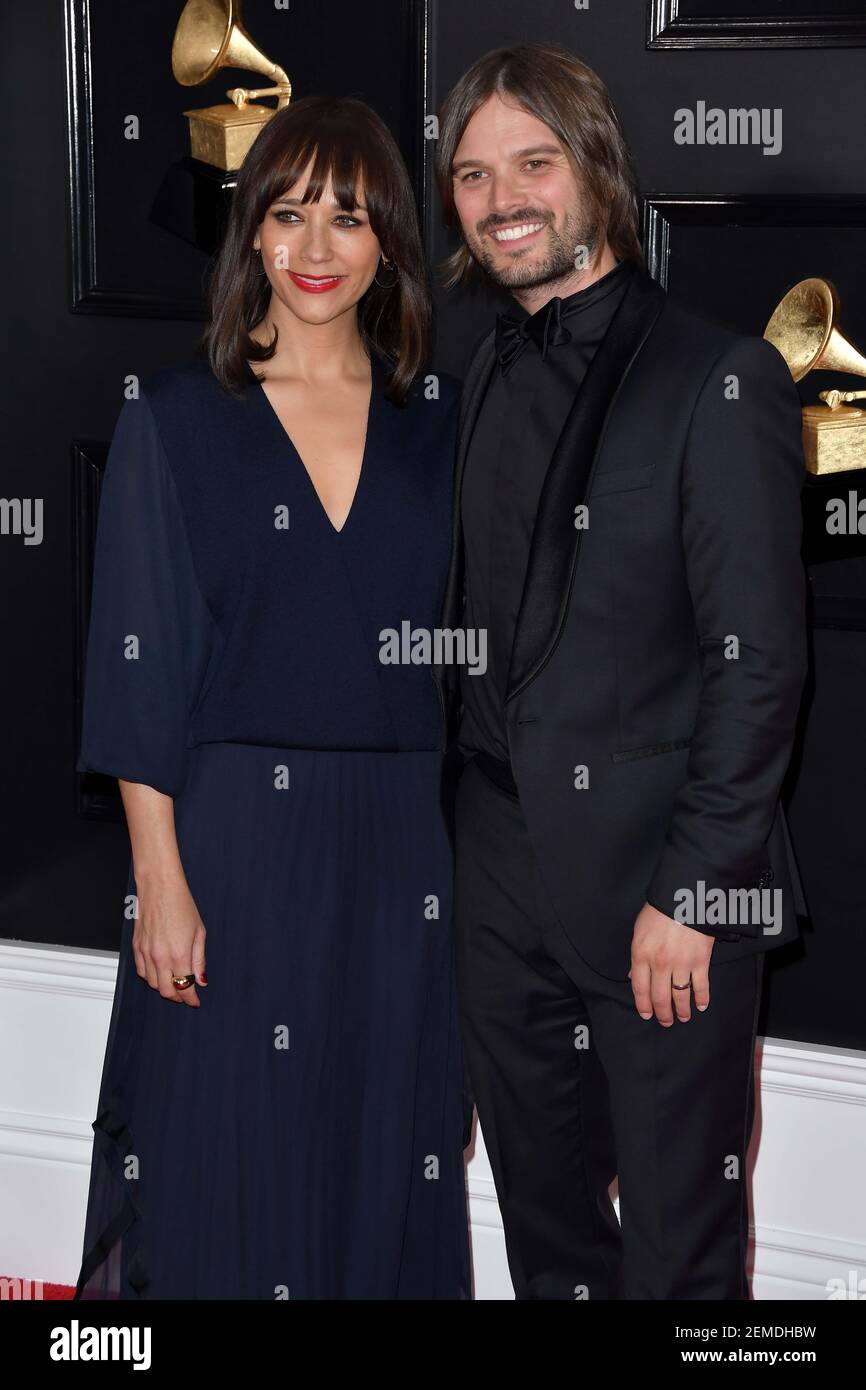 Rashida Jones and Alan Hicks arrives at the 61st Annual Grammy Awards ...