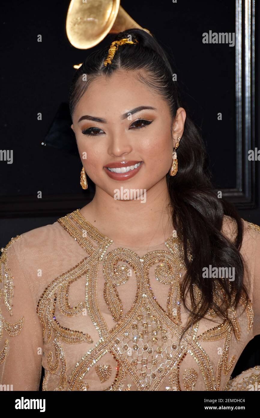 Mimi Saballa arrives at the 61st Annual Grammy Awards red carpet at the ...