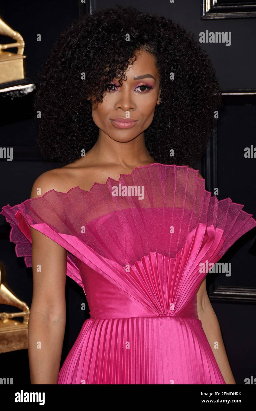 Zuri Hall arrives at the 61st Annual Grammy Awards red carpet at the ...