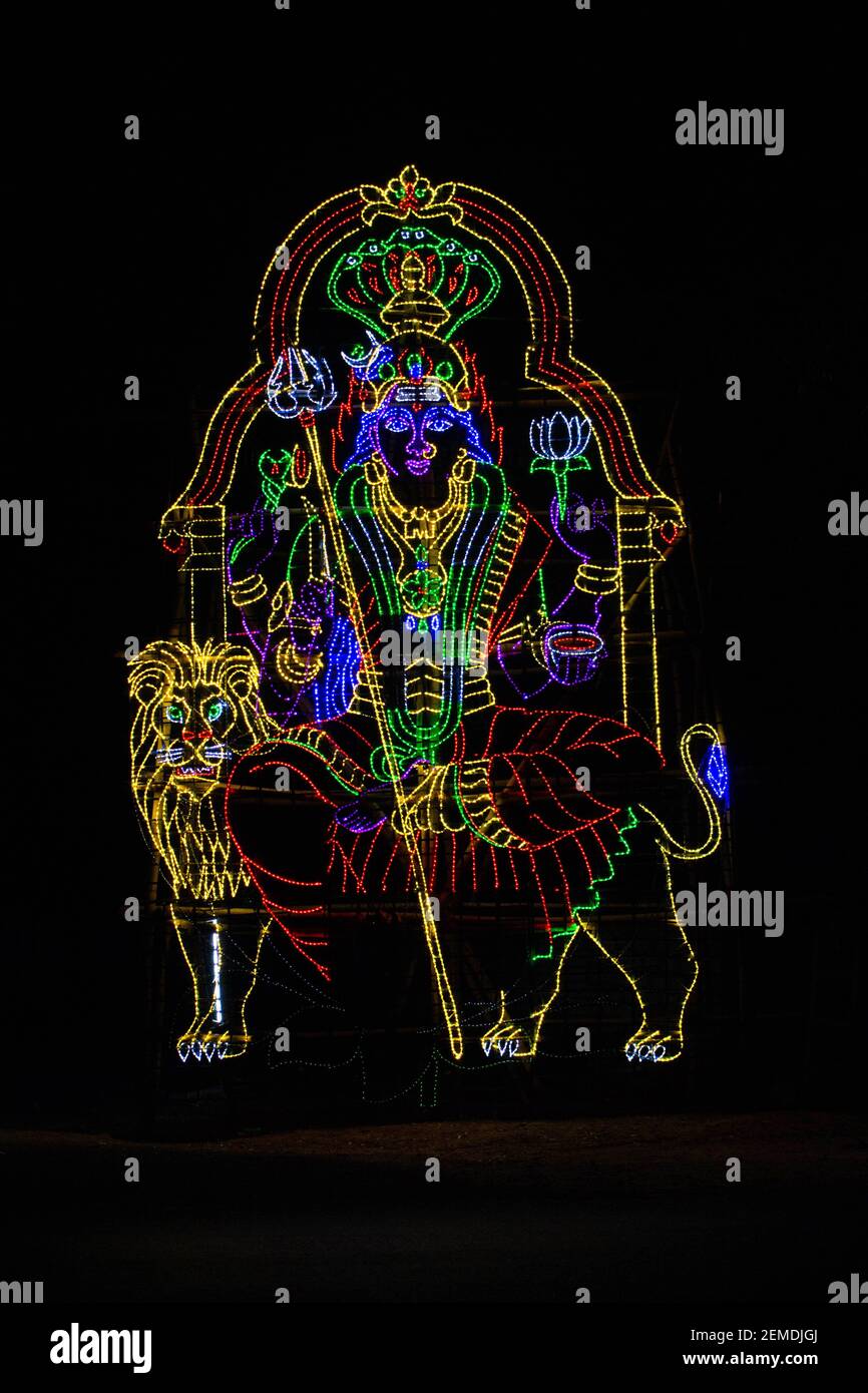 hindu god made with small LED electric lights Stock Photo - Alamy