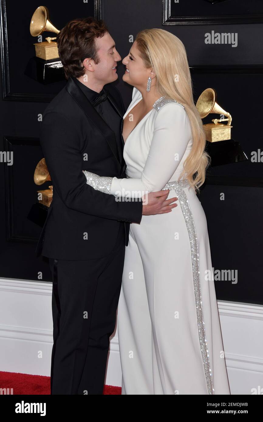 Daryl Sabara and Meghan Trainor arrives at the 61st Annual Grammy ...