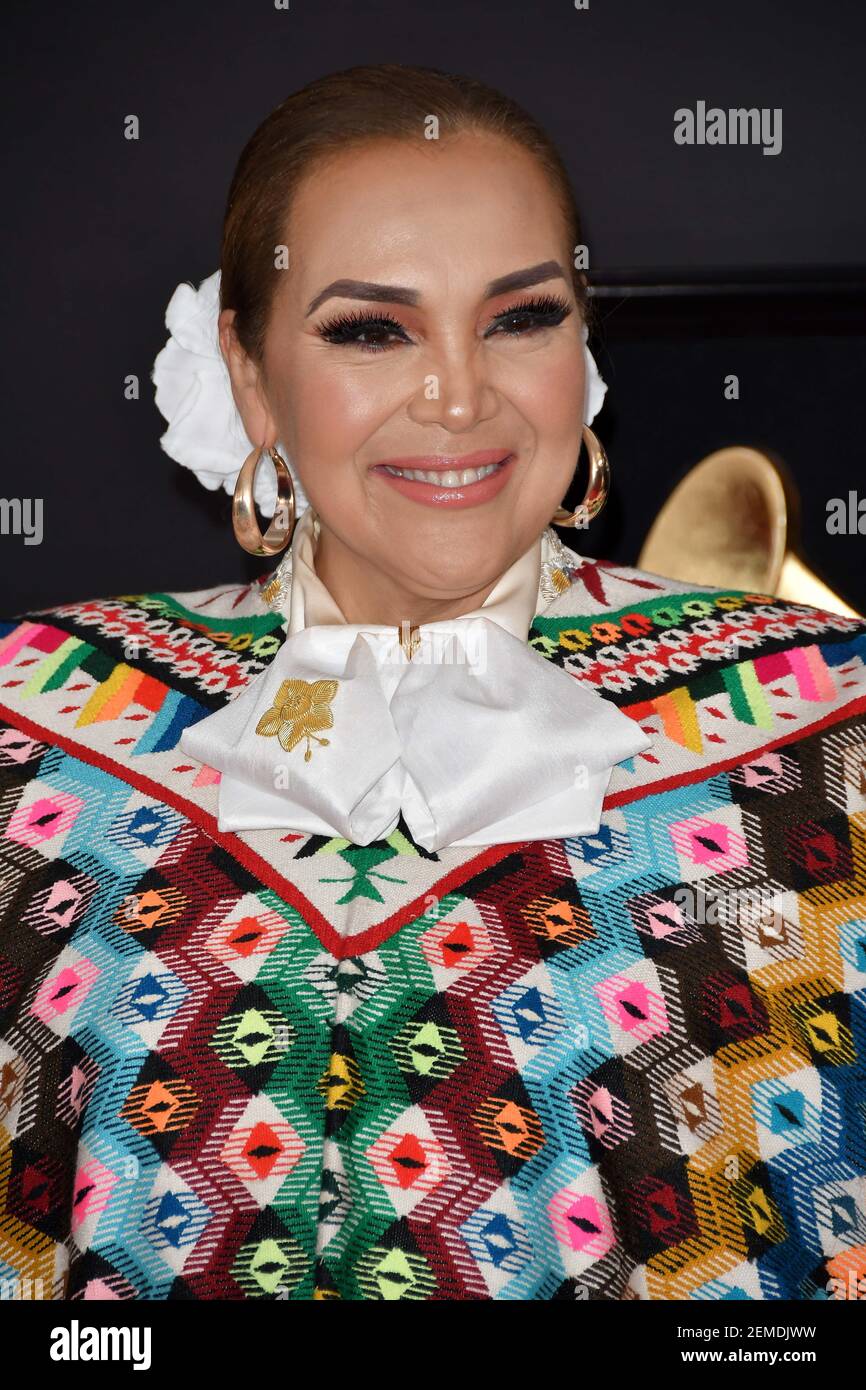 Aida Cuevas arrives at the 61st Annual Grammy Awards red carpet at the ...