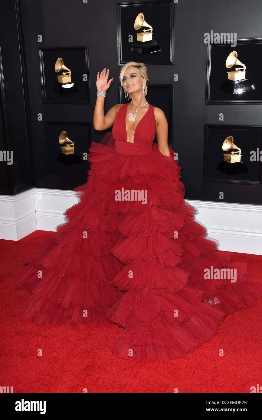 Bebe Rexha arrives at the 61st Annual Grammy Awards red carpet at the ...