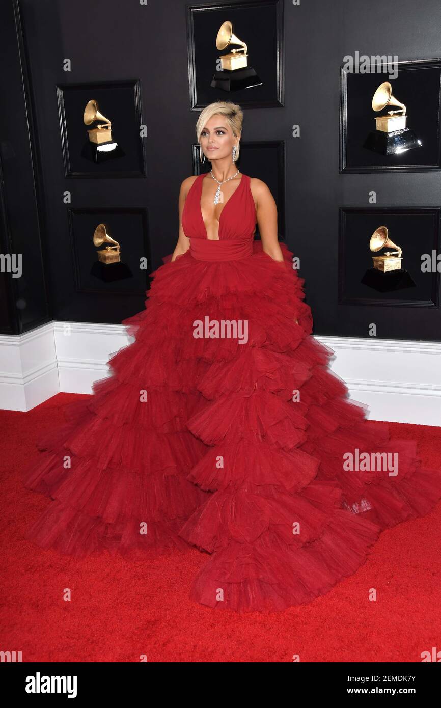Bebe Rexha arrives at the 61st Annual Grammy Awards red carpet at the ...