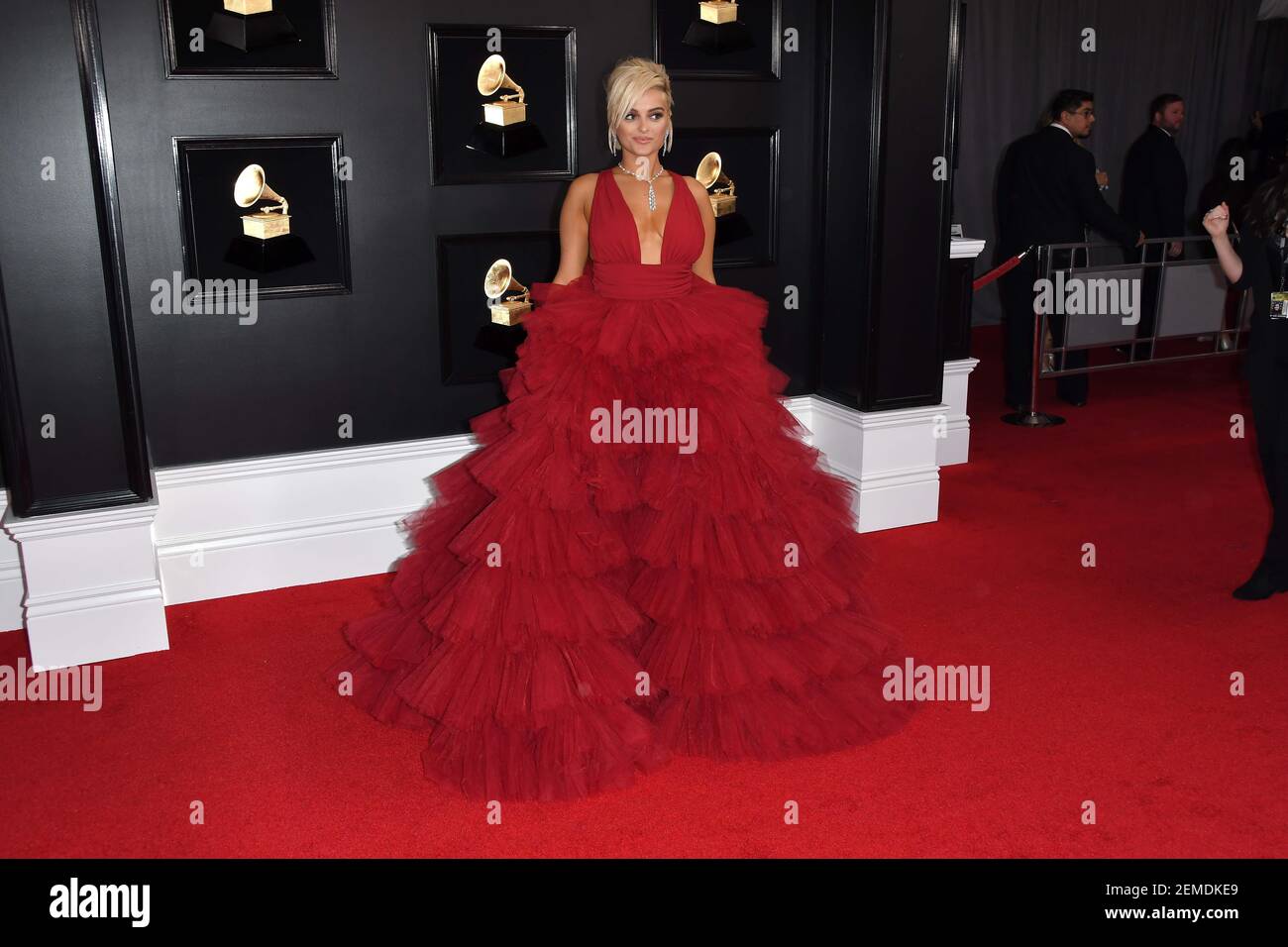 Bebe Rexha arrives at the 61st Annual Grammy Awards red carpet at the ...