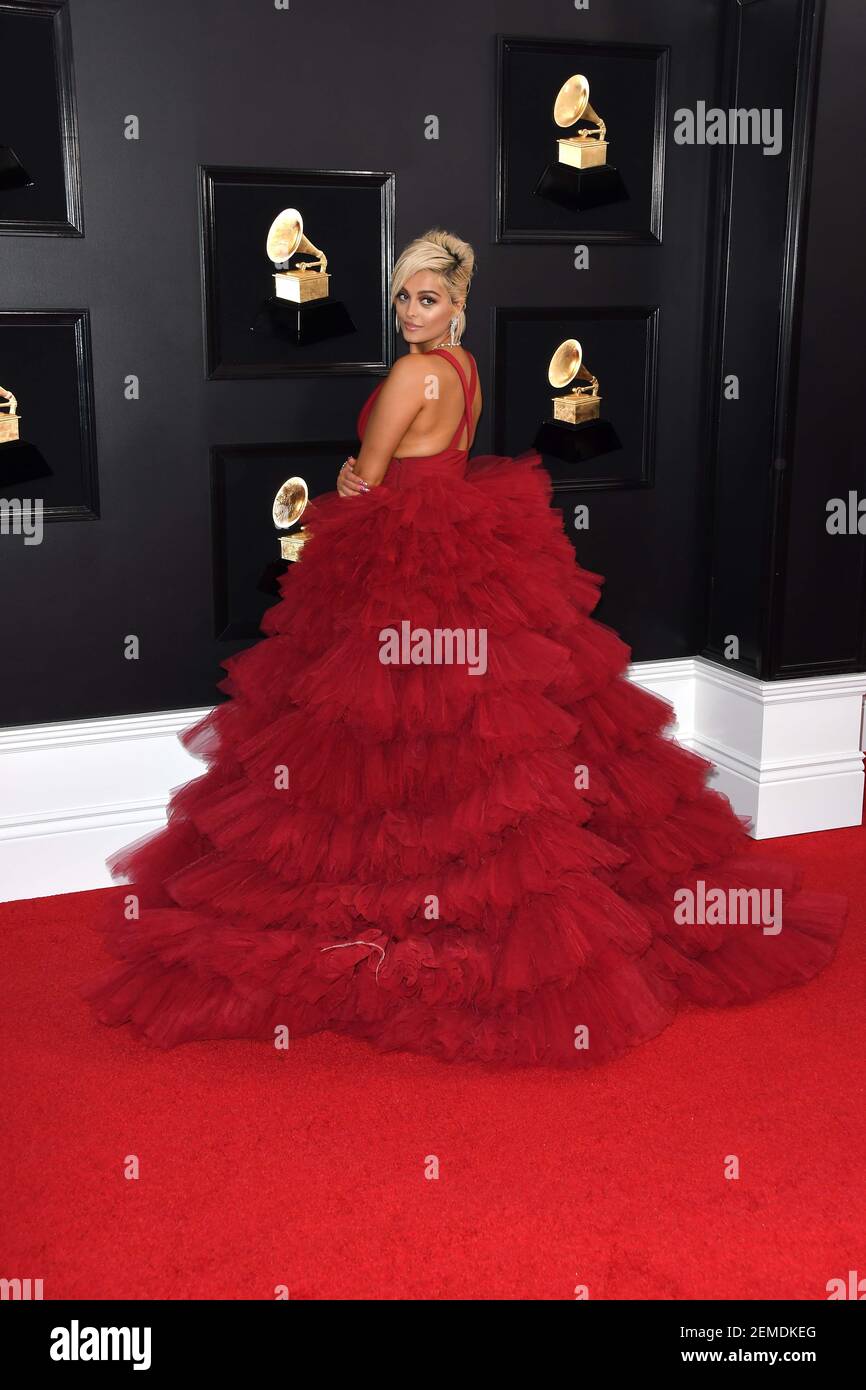 Bebe Rexha arrives at the 61st Annual Grammy Awards red carpet at the ...
