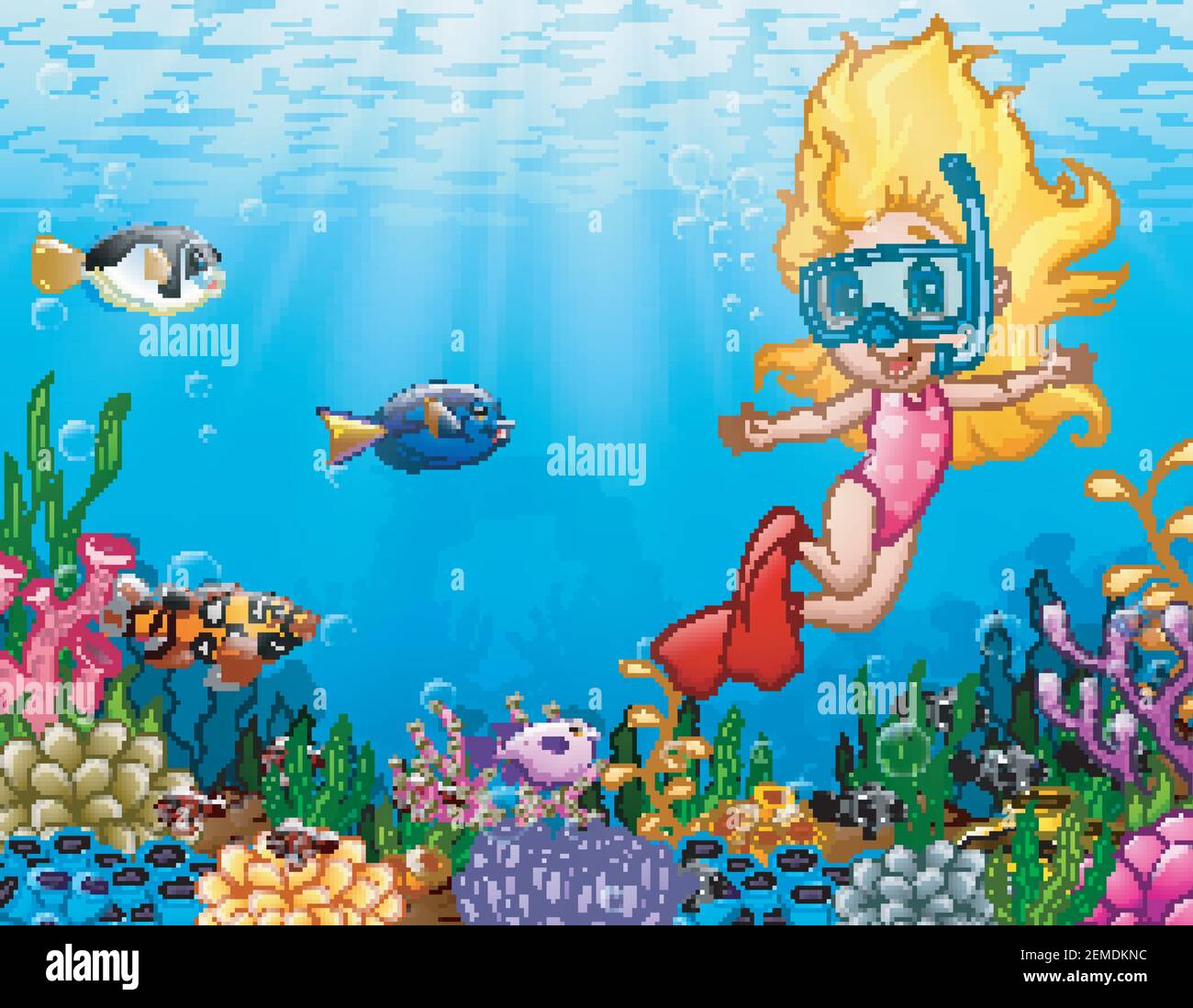 Kids diving in the sea Stock Vector Images - Alamy