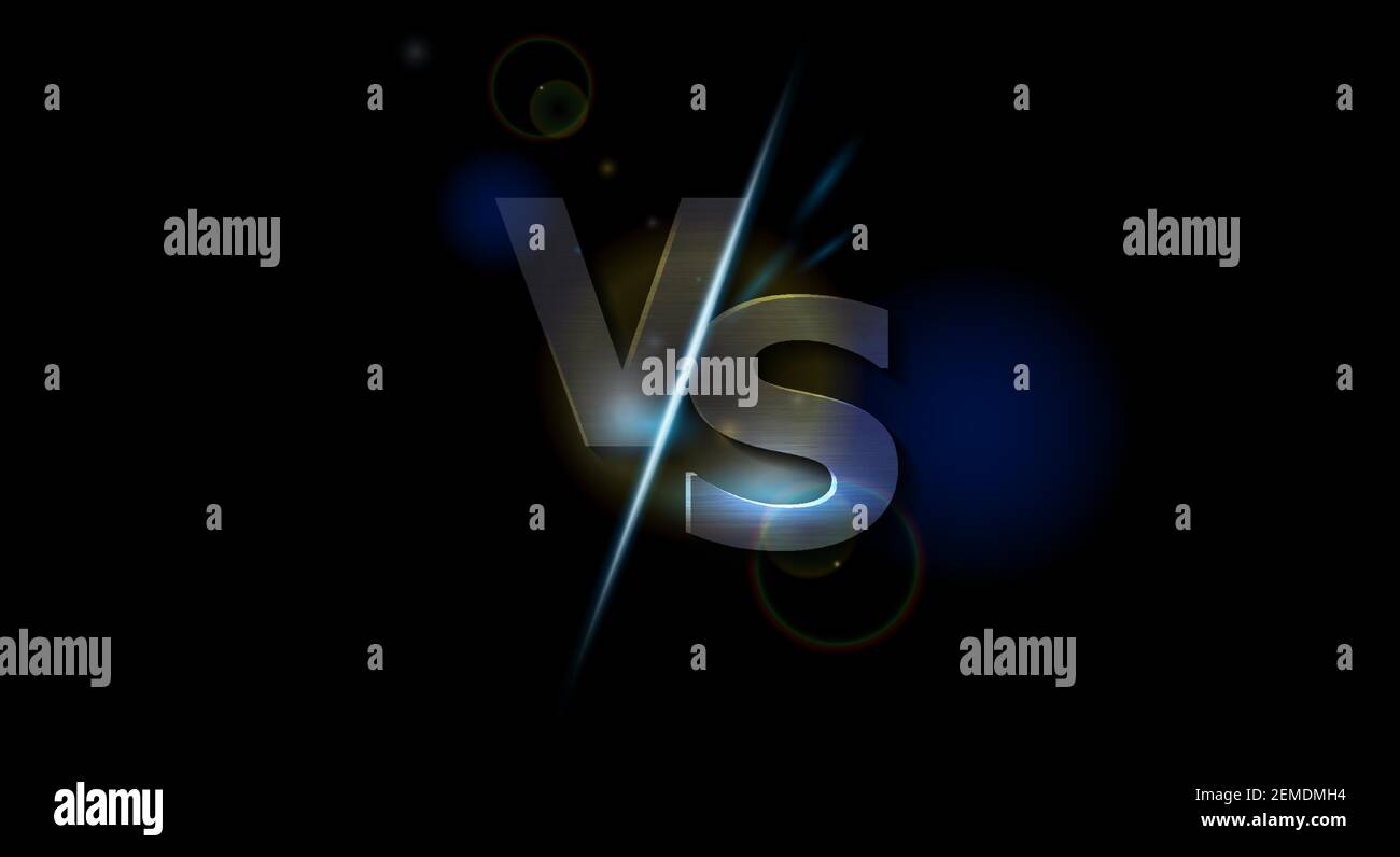 Versus VS background. Textured metal letters. Black background with ...