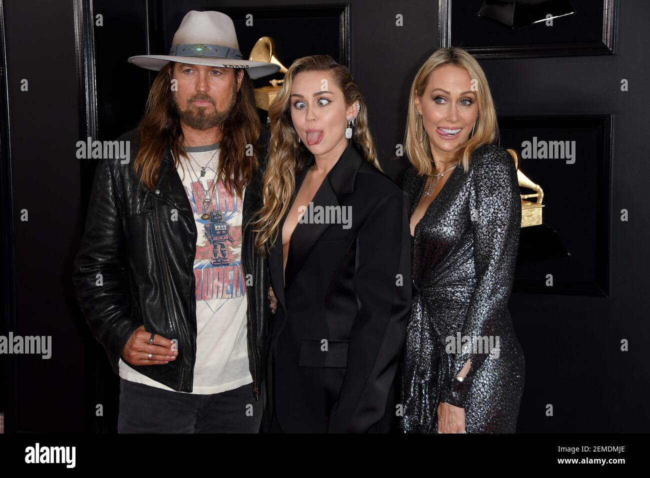 Billy Ray Cyrus, Miley Cyrus and Tish Cyrus arrives at the 61st Annual ...
