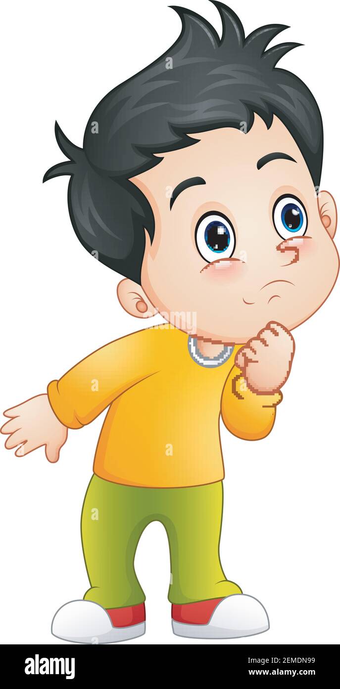 Vector illustration of Cute little boy looking up Stock Vector Image ...