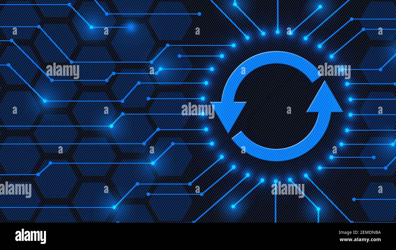 UPDATE sign between information connecting lines - abstract background ...