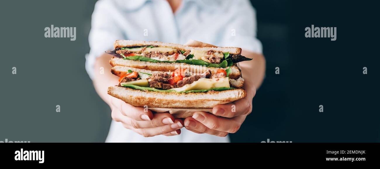 Girl sandwich ham hi-res stock photography and images - Alamy