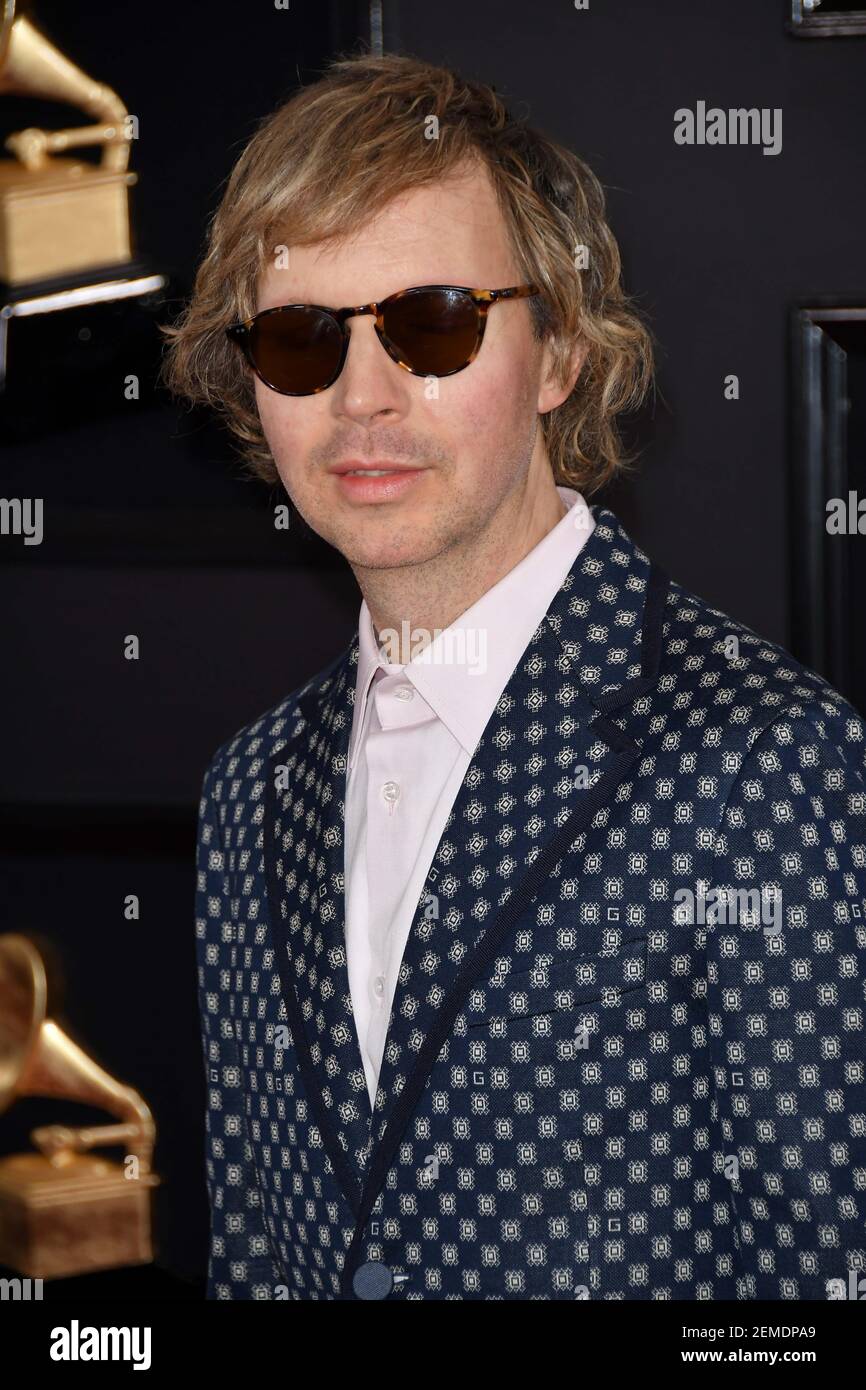 Beck arrives at the 61st Annual Grammy Awards red carpet at the Staples ...