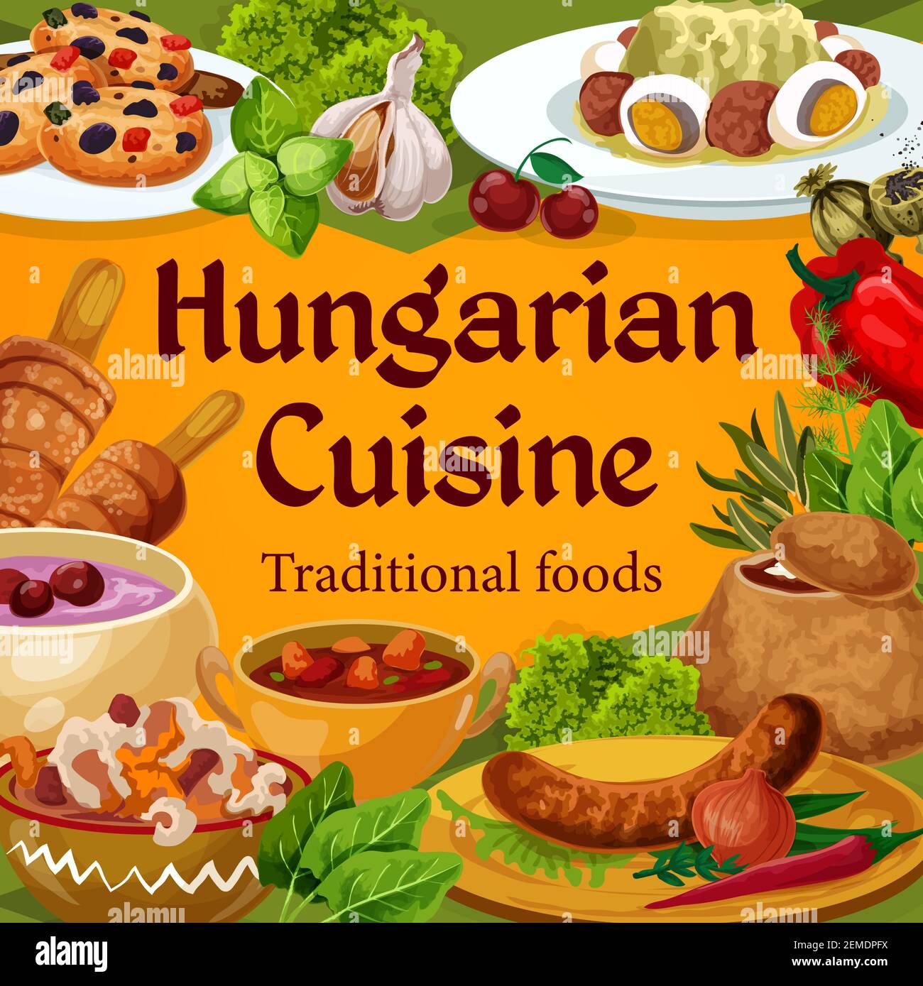Traditional hungarian dishes Stock Vector Images - Alamy