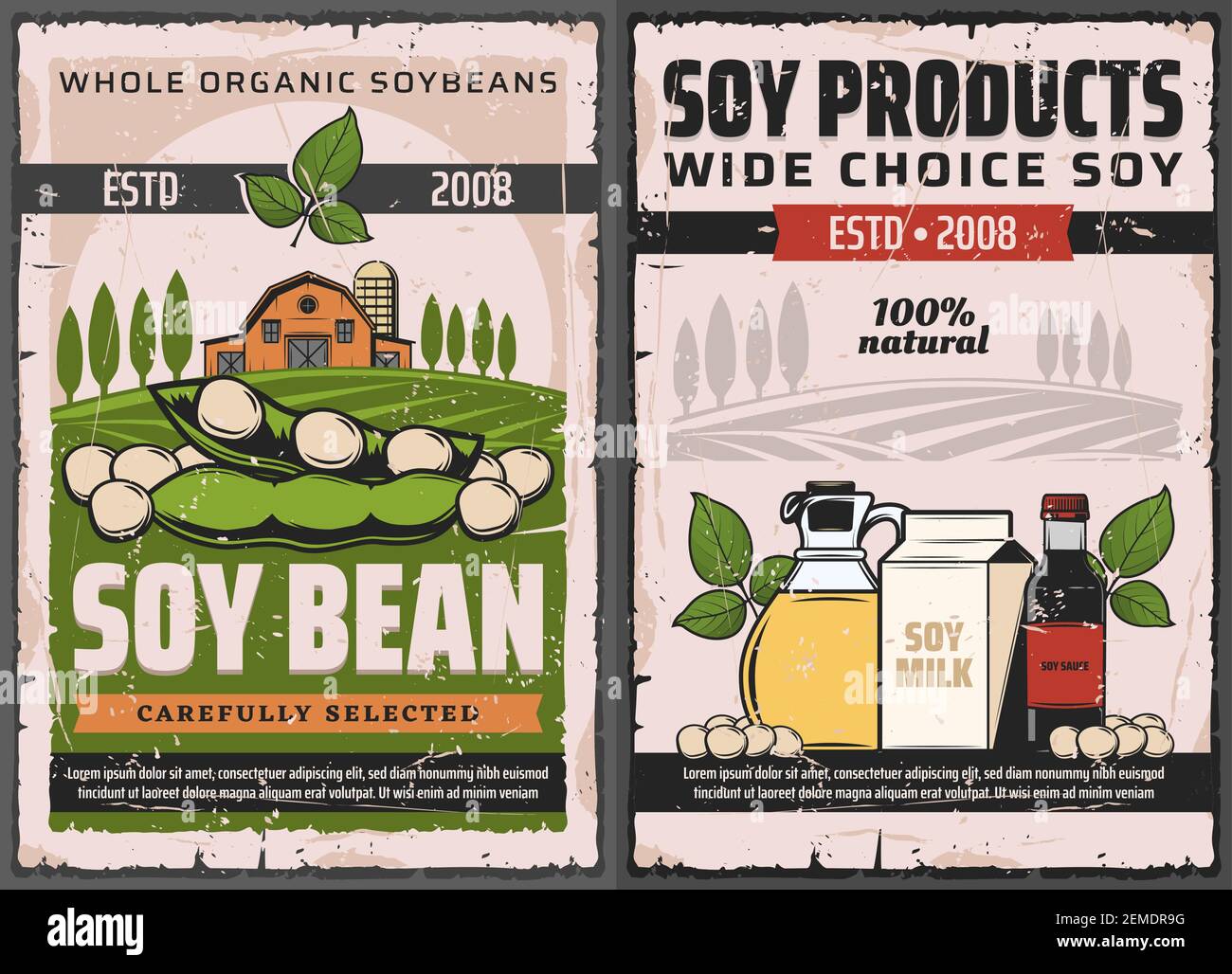 Soy and soybean products vector soya food, plant beans, oil and sauce ...