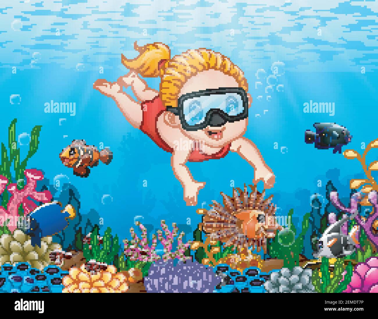 Female scuba diver in underwater Stock Vector Images - Alamy