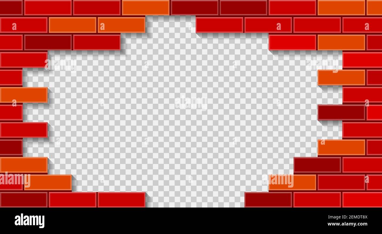 Red brick wall breaking through with hole. 3D vector illustration on ...