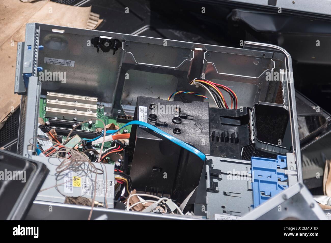 E-waste collection shed at rural Australian recycling centre. Old ...