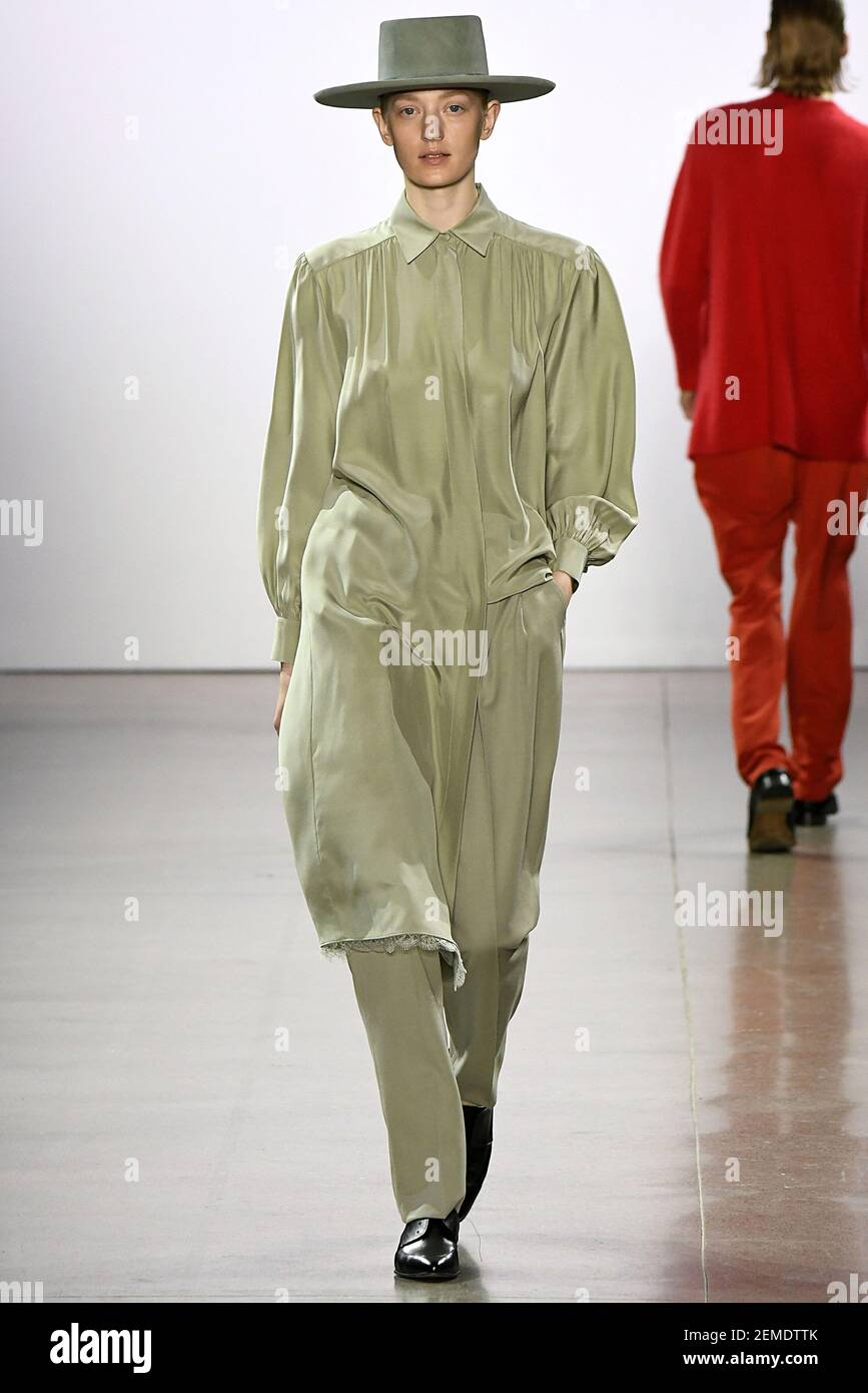 Model walks on the runway during the Ryan Roche Ready To Wear Fashion ...