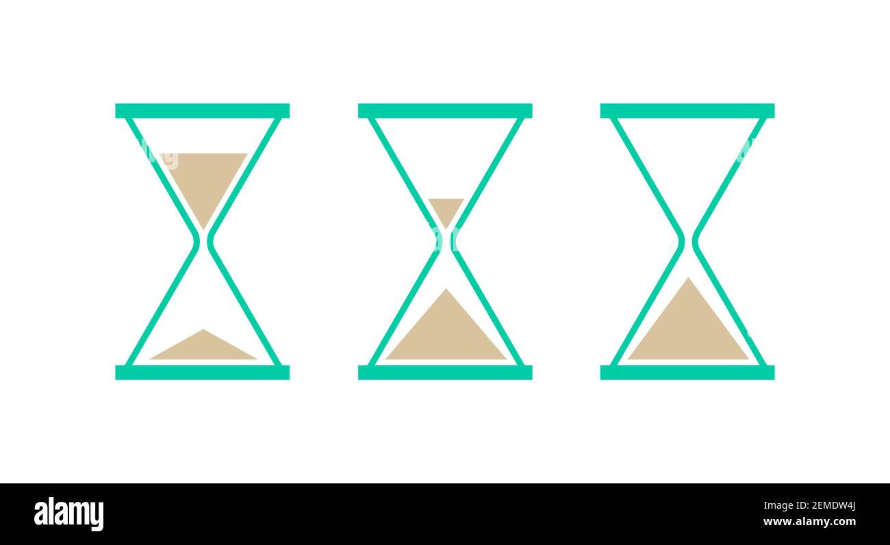 Hourglass, sandglass icon set. Triangular hourglasses. Flat vector ...