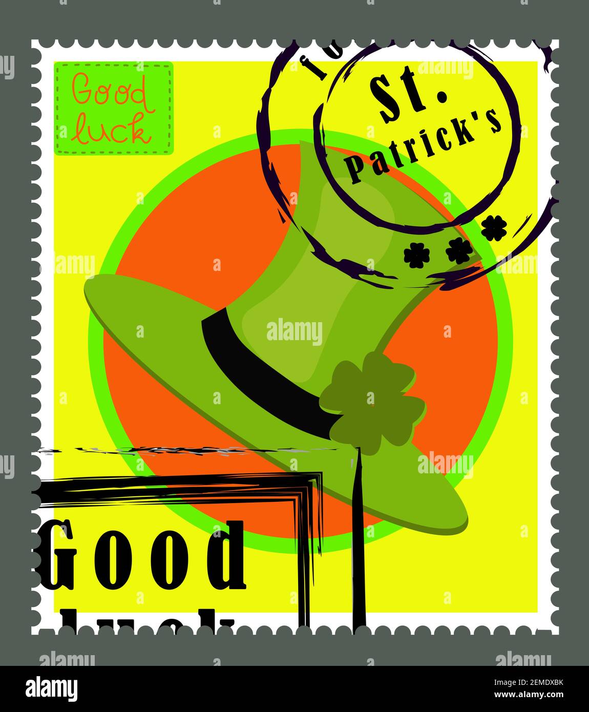 St Patrick's Day stamps. Postage stamps for letters. Patrick's stickers ...