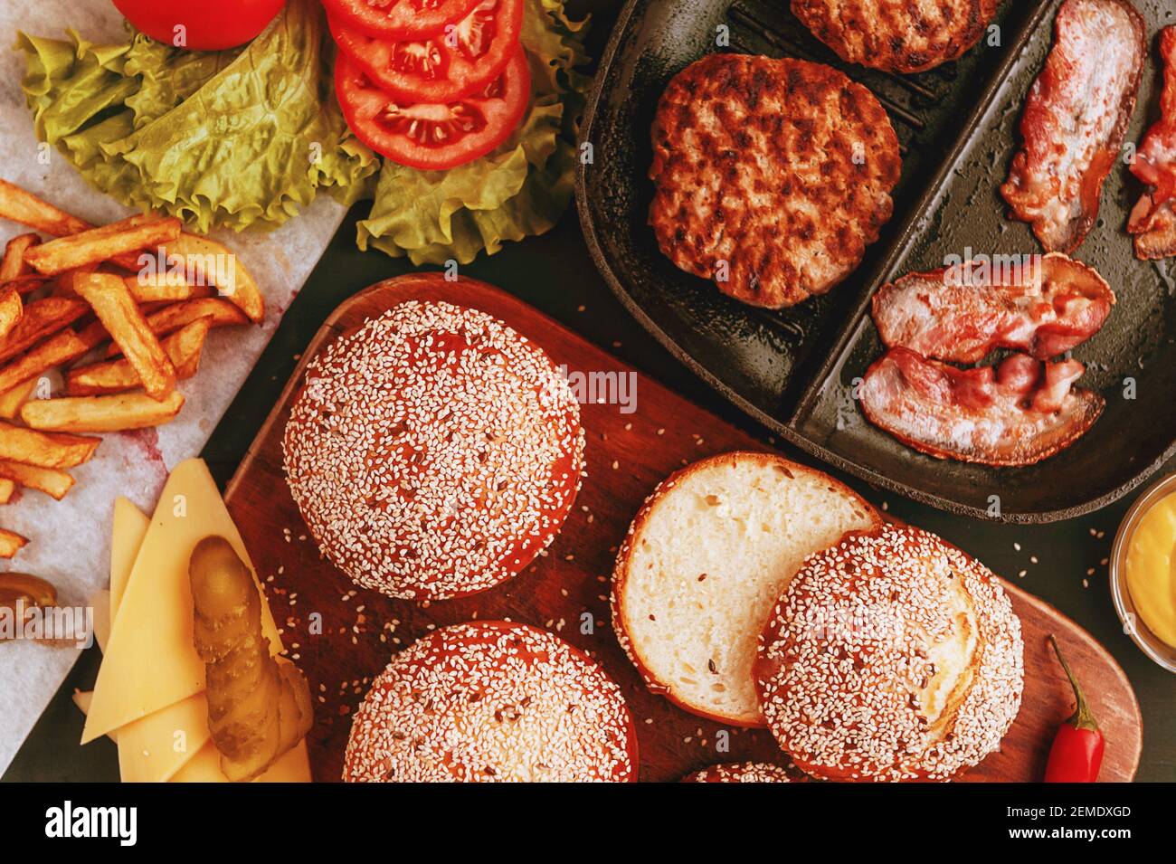 ingredients for burger Stock Photo - Alamy