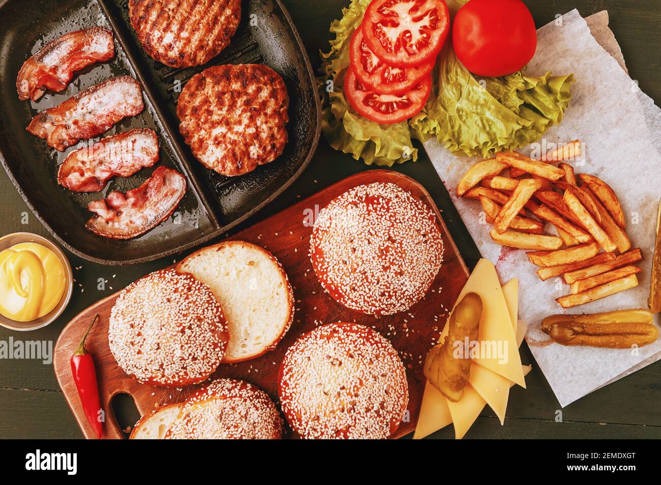 ingredients for burger Stock Photo - Alamy
