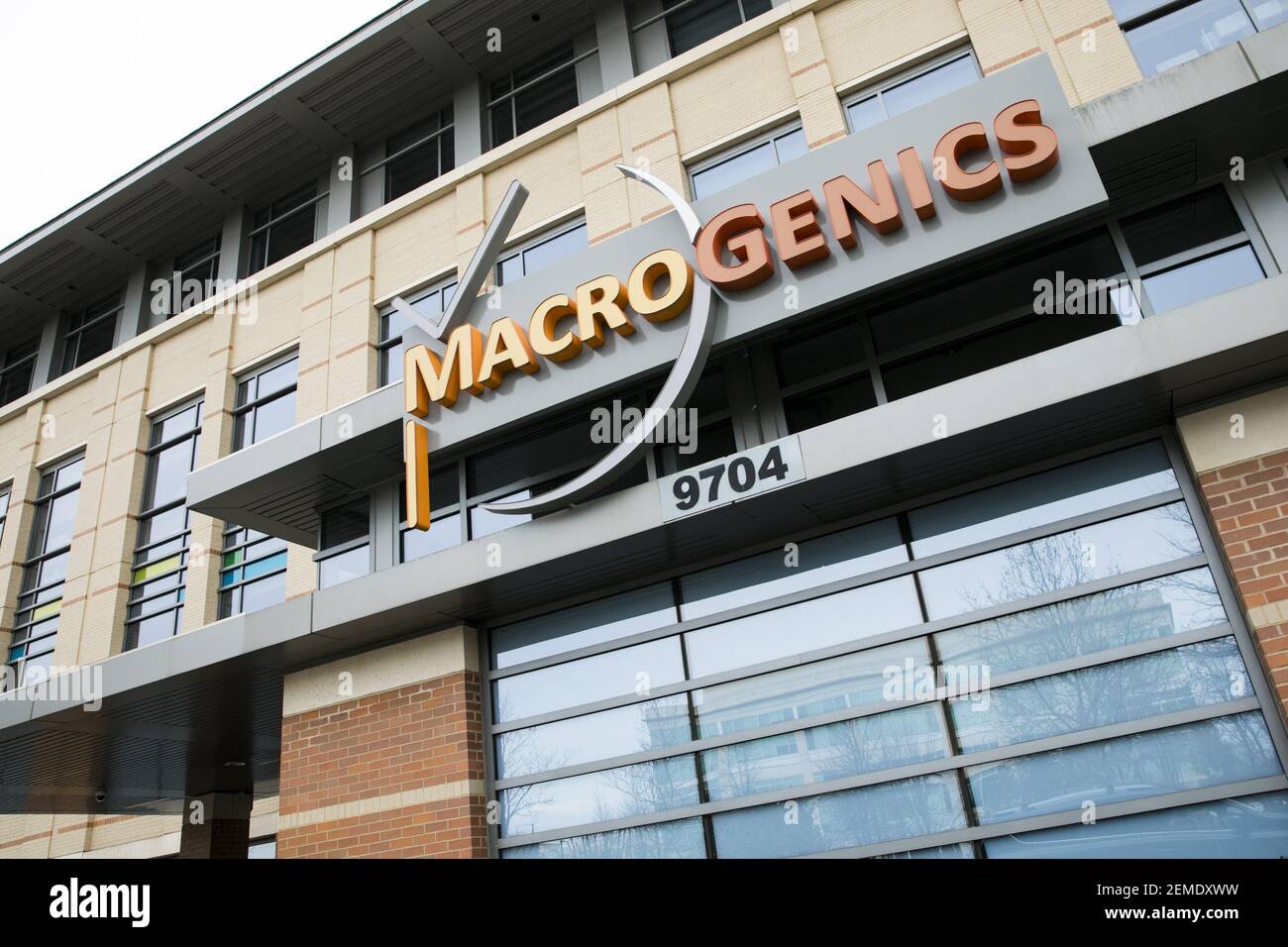 A logo sign outside of the headquarters of MacroGenics in Rockville ...