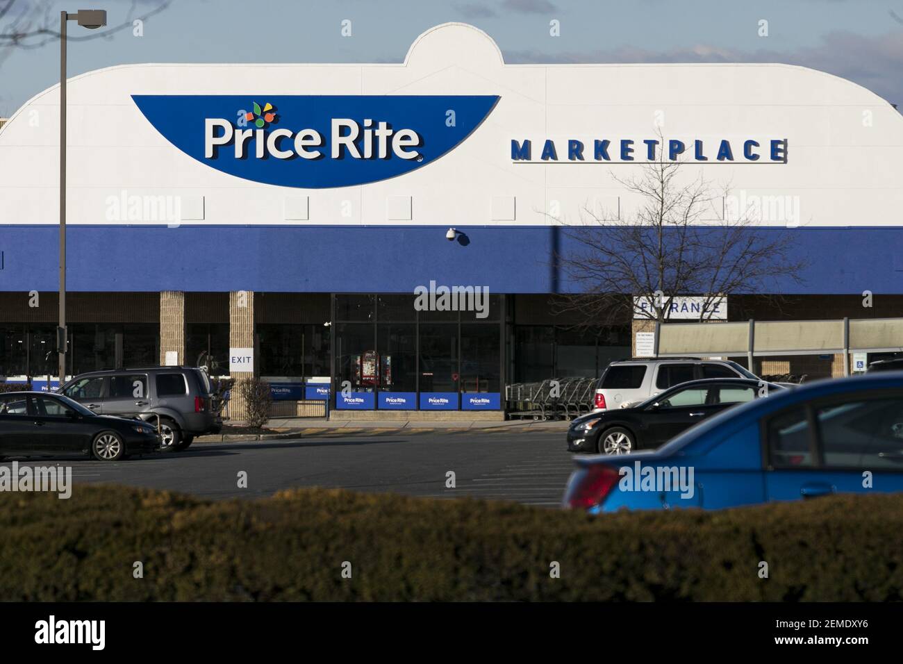 A logo sign outside of a Price Rite retail grocery store location in ...