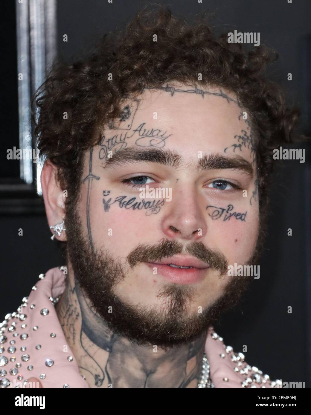 LOS ANGELES, CA, USA - FEBRUARY 10: Rapper Post Malone wearing a custom ...