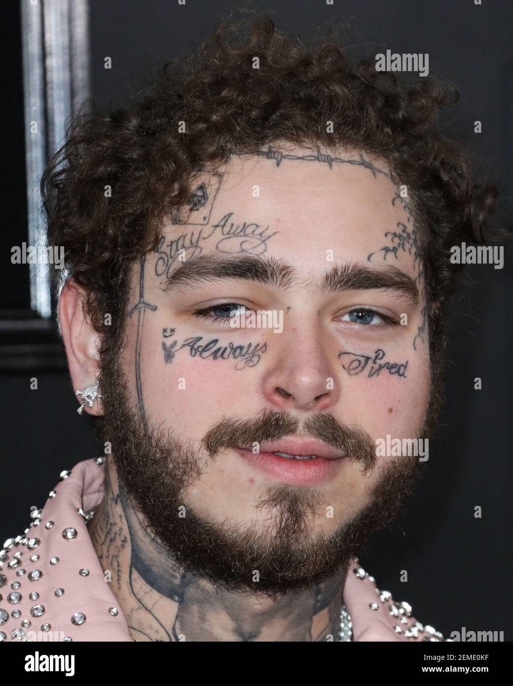 LOS ANGELES, CA, USA - FEBRUARY 10: Rapper Post Malone wearing a custom ...