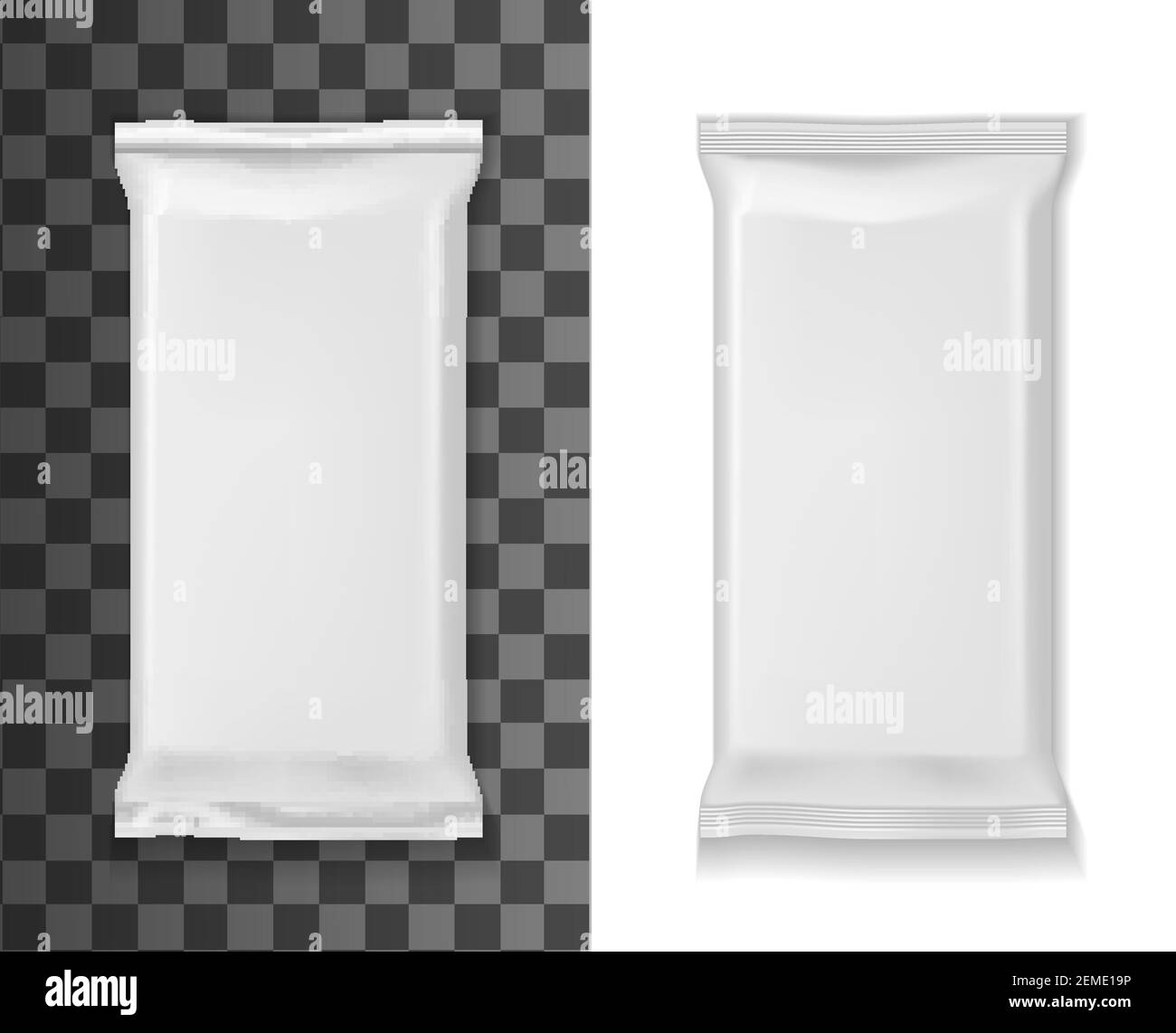 Transparent sachet packaging mock up Black and White Stock Photos ...