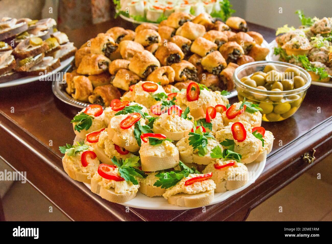 canapes, sandwiches in assortment close up Stock Photo - Alamy