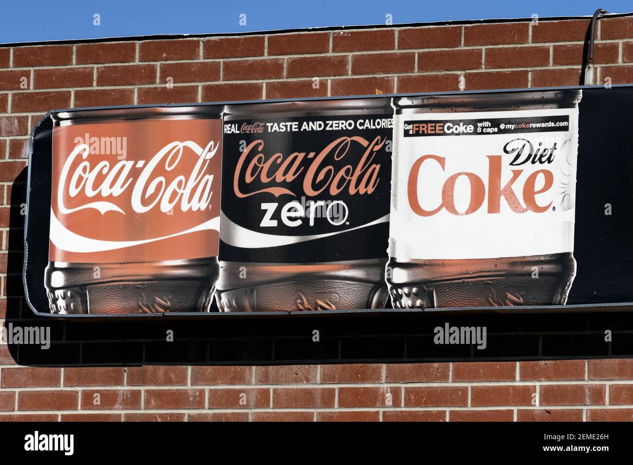 Coco-Cola signage is displayed outside of a convenience store in Los ...