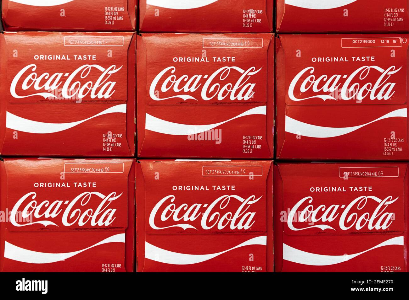 Boxes of Coca-Cola are seen at a grocery store in Los Angeles ...
