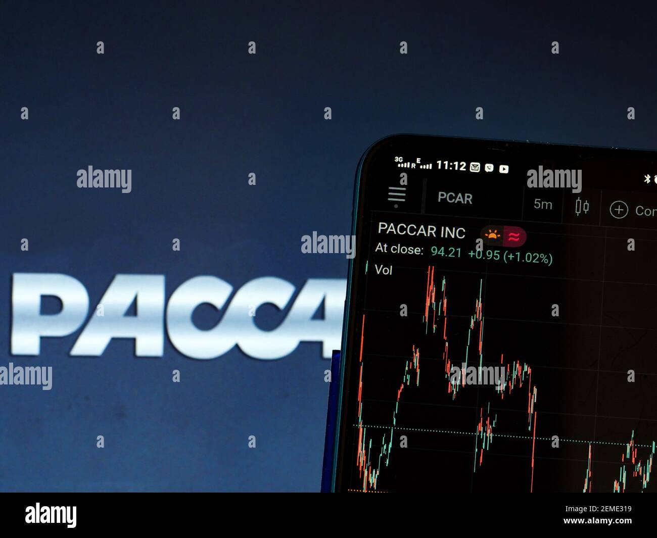 In this photo illustration the stock market information of Paccar ...