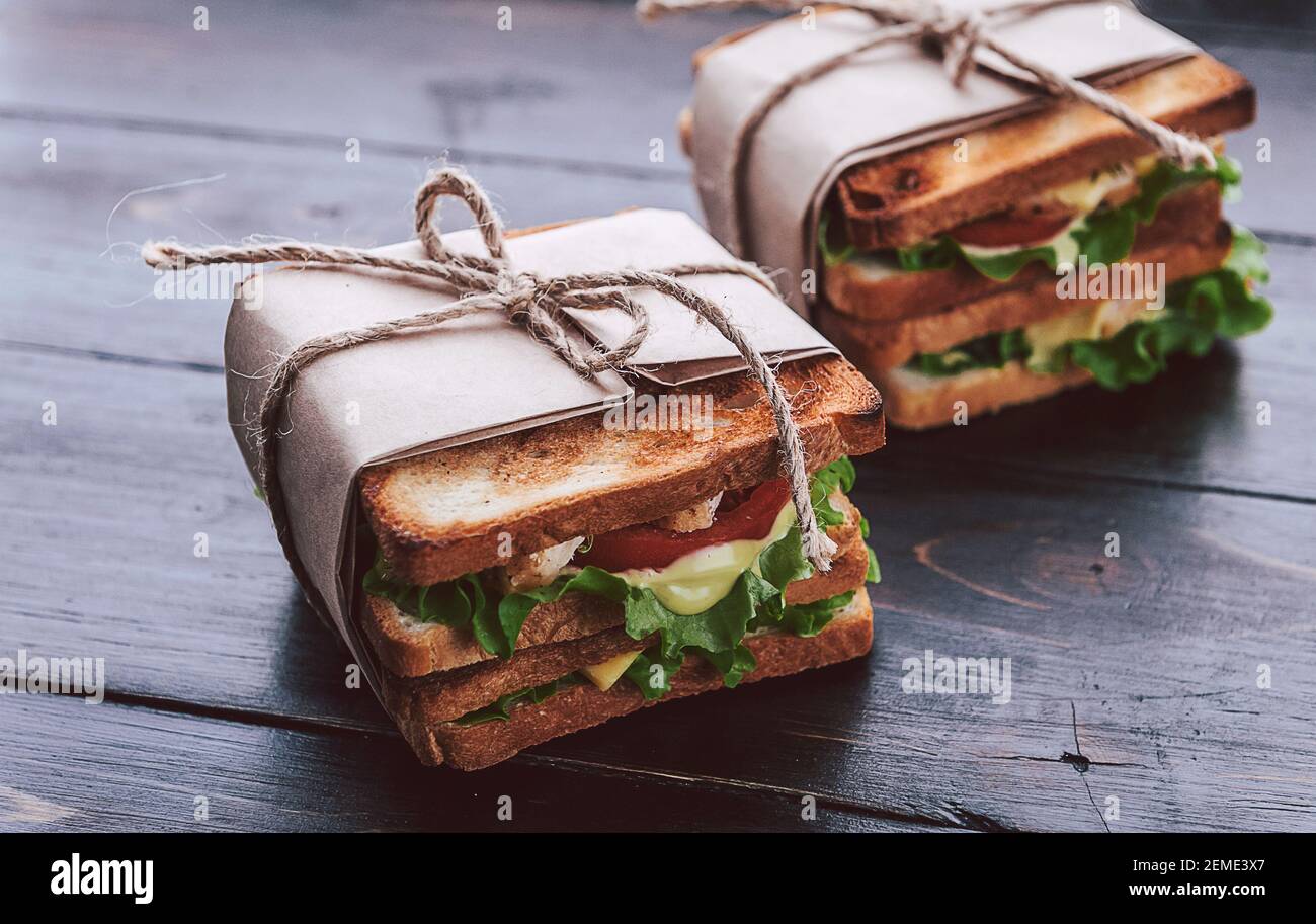 delicious homemade sandwich in rustic style Stock Photo - Alamy