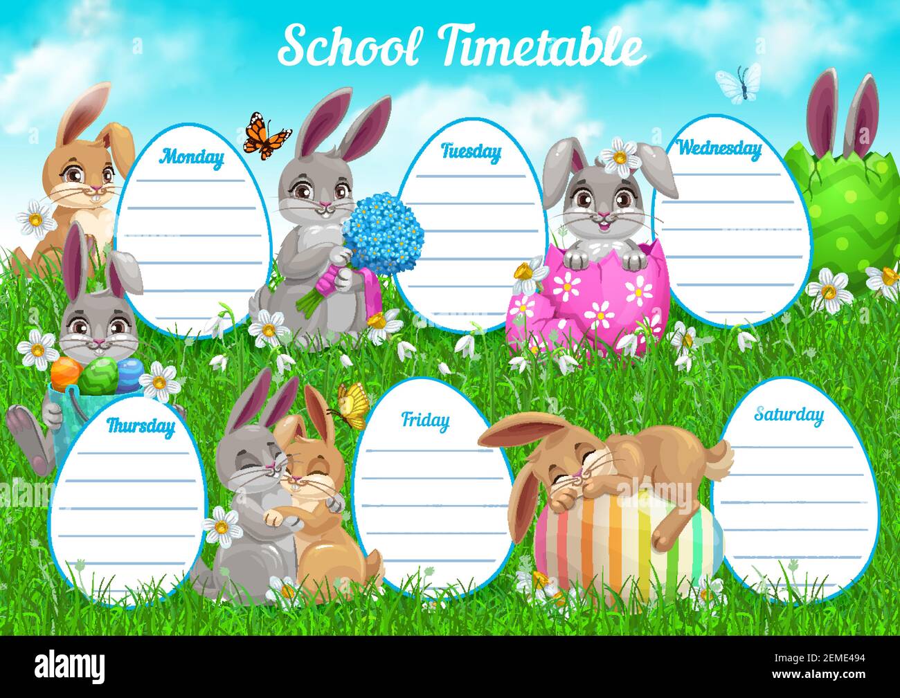 School timetable or student schedule vector template, education design ...