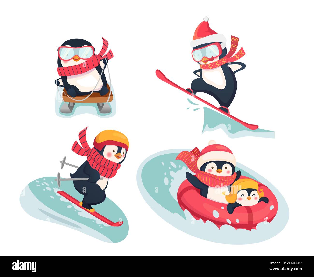 Penguin sledding Cut Out Stock Images & Pictures - Alamy