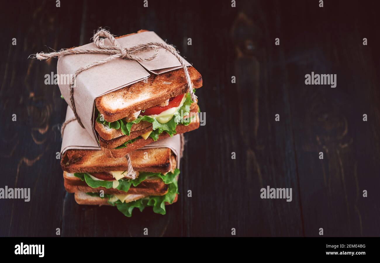 delicious homemade sandwich in rustic style Stock Photo - Alamy